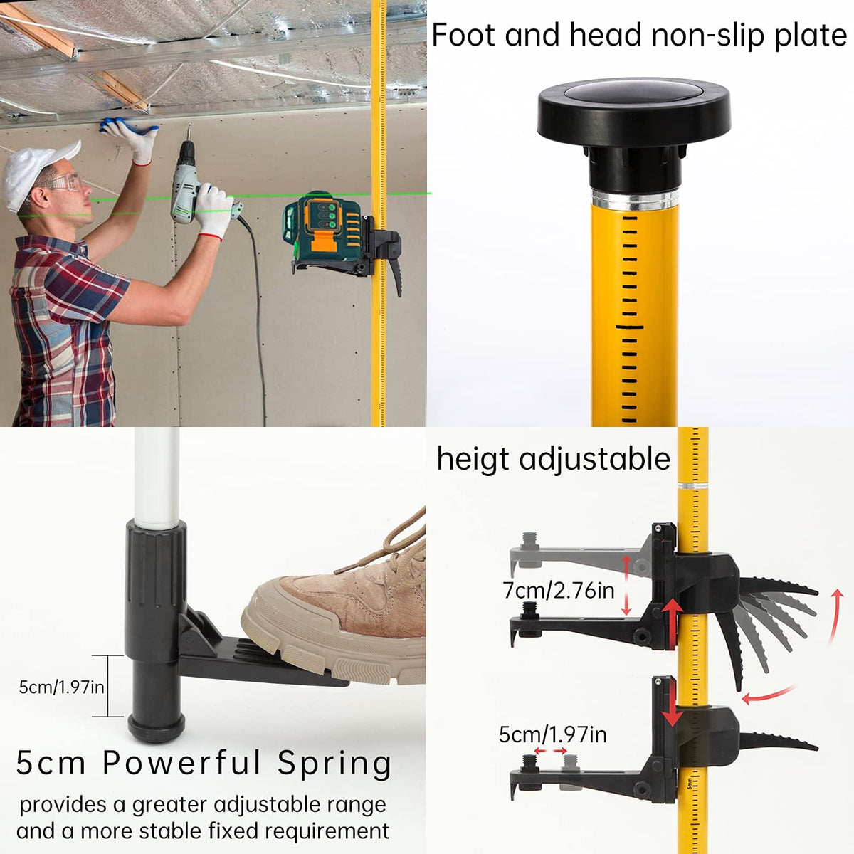12 FT Telescoping Laser Level Pole,SP6 Pole With Tripod